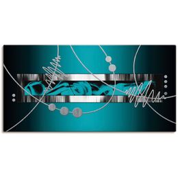 Artland Wandbild &raquo;Silber abstrakt auf petrol&laquo; Gegenstandslos 1 Stk. tlg. als Alubild, Leinwandbild, Poster in verschied. Gr&ouml;&szlig;en blau B/H/T: 60cm x 30cm, 