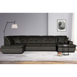 Home Affaire Wohnlandschaft &raquo;BRISBANE NEU U-Form&laquo; mit feiner Steppung, Matten-Optik, incl. Zierkissen grau 100% Polyester B/H/T: 380cm x 83cm x 202cm,