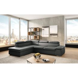 Sit & More sit&more Ecksofa &raquo;Valantine L-Form, B: 272 cm&laquo; mit Arm- & Kopfteilverstellung, optional mit Schlaffunktion grau NaturLEDER ;Spannstoff B/H/T: 272cm x 