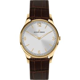 Jacques Lemans Damen Quarzuhr &raquo;London&laquo; Armbanduhr, Damenuhr, Lederarmband, geh&auml;rtetes Crystexglas braun Einheitsgr&ouml;&szlig;e