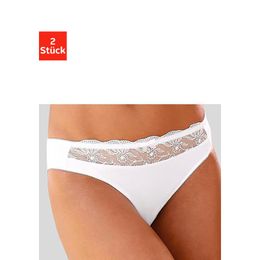 Nuance By Lascana Damen Nuance by Lascana Slip Packung, mit sch&ouml;ner Stickereispitze, als Dessous-Set kombinierbar wei&szlig; 52/54