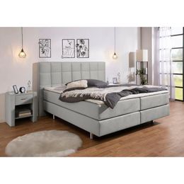 Home Affaire Boxspringbett &raquo;Loomis&laquo; inkl. Topper, wahlweise in H2, H3 oder H4 erh&auml;ltlich grau Microfaser 7-Zonen-Tonnentaschen-Federkernmatratze, 