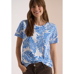 Cecil Damen T-Shirt, blau, Gr. M, gemustert, Web, 100% Baumwolle, Shirts, mit allover Print