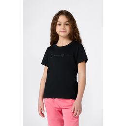 Champion M&auml;dchen T-Shirt "ICONS Crewneck T-Shirt", schwarz, Gr. XL, Obermaterial: 100% Baumwolle, Shirts, f&uuml;r Kinder und Jugendliche, Kurzarm, mit