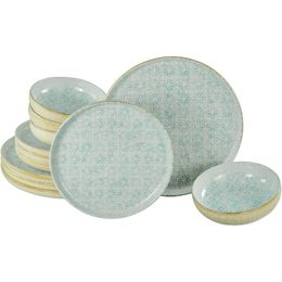 Creatable Teller-Set &raquo;Uno Emiliana, Teller Set 12-tlg&laquo; Shabby Look, Vintage Style blau Steinzeug 12 Stk.