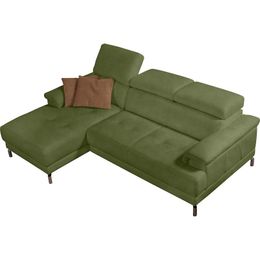 Egoitaliano Ecksofa &raquo;Soul, Design und Sitzkomfort auf hohem Niveau, tolle Details, L-Form&laquo; mit Recamiere, inkl. Kopfteilverstellung gr&uuml;n B/H/T: 250cm x 99cm x 
