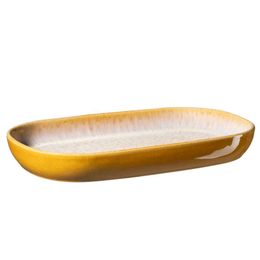 gipfelst&uuml;ck Servierplatte &raquo;Alpengl&uuml;hen&laquo; inspiriert vom Licht der untergehenden Sonne gelb Steinzeug B/H/L: 17,5cm x 3,5cm x 29,5cm