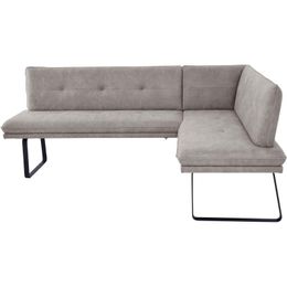 K+w Komfort & Wohnen K+W Komfort & Wohnen Eckbank 1 Stk. tlg. Polstereckbank in Spitzkissenoptik, Sitz und R&uuml;cken gesteppt grau B/H/T: 207cm x 87cm x 157cm, Microfaser 785