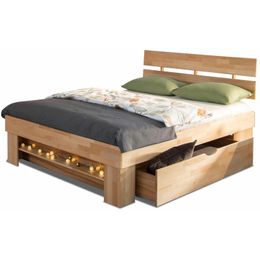 OTTO home Stauraumbett &raquo;Triest&laquo; aus FSC -zertifizierter massive Buche beige Liegefl&auml;che L&auml;nge B: 200cm x 140cm