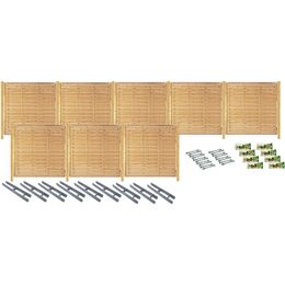 TETZNER & JENTZSCH Sichtschutzelement &raquo;Las Vegas 6&laquo; kesseldruckimpr&auml;gniert beige Massivholz, Stahl H/L: 180cm x 15,21m, Pfosten: 9 Stk.