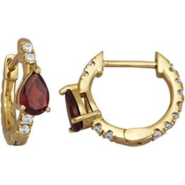 Firetti Damen Paar Creolen &raquo;Schmuck Geschenk Silber 925 Ohrschmuck Ohrringe Tropfen&laquo; mit Granat, Zirkonia (synth.) rot 14mm, Silber 925 (