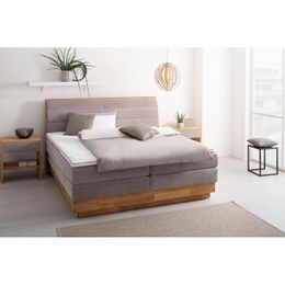 OTTO home Boxspringbett &raquo;JENNA in verschiedenen Farben und Breiten erh&auml;ltlich&laquo; LED-Beleuchtung, mit zertifizierten, recycelten Bezugsstoffen grau 