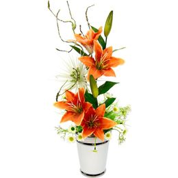 I.GE.A. Kunstpflanze &raquo;Arrangement Lilien in Topf&laquo; orange Keramik, Kunststoff, Polyester B/H/L: 25cm x 53cm, 1 Stk.