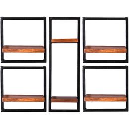 Sit Wandregal &raquo;Panama&laquo; Set schwarz Massivholz, Metall B/H/T: 105cm x 75cm x 25cm
