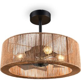 REALITY LEUCHTEN Deckenleuchte &raquo;SMILLUM mit Ventilator, gro&szlig;er Deckenventilator mit Licht &Oslash; 61cm&laquo; E27 1 Stk. warmwei&szlig; - kaltwei&szlig; exkl 4x E27 