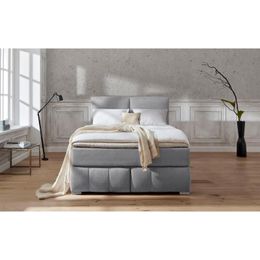Home Affaire Boxspringbett &raquo;Wehma&laquo; inkl. Topper in 3 verschiedenen Matratzen, auch in Samtstoff grau Struktur fein (100% Polyester) Struktur fein, 