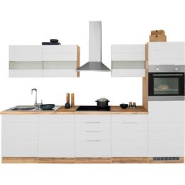 KOCHSTATION K&uuml;chenzeile &raquo;KS-Luhe&laquo; 300 cm breit, wahlweise mit oder ohne E-Ger&auml;ten, gefr&auml;ste MDF-Fronten wei&szlig; B/H/T: 300cm x 60cm, ohne E-Ger&auml;te