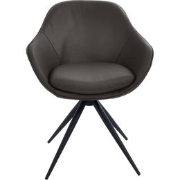 K+w Komfort & Wohnen K+W Komfort & Wohnen Drehstuhl &raquo;ZOOM&laquo; () 4-Fu&szlig; Drehstuhl mit Gestell aus Metall schwarz Struktur braun B/H/T: 60cm x 83cm x 57cm, Leder Longlife 