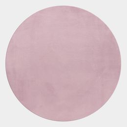 Ayyildiz Teppiche Hochflor-Teppich &raquo;POUFFY 5100 , auch als L&auml;ufer und Rund&laquo; rund 20 mm H&ouml;he L&auml;ufer, weicher glatter Softflor, Kaninchen Fell Haptik, waschbar rosa 