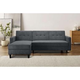 Ecksofa &raquo;Hartford II&laquo; mit Bettfunktion und Stauraum, Recamiere beidseitig montierbar grau B/H/T: 213cm x 83cm x 154cm, Cord, Recamiere 