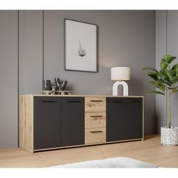 FORTE Sideboard &raquo;Sideboard, 180 cm Breit, 3 Schubk&auml;sten, viel Platz&laquo; B/H/T 179/74,1/42 cm viel Stauraum Spanplatte B/H/T: 179cm x 74,1cm x 42cm, 3 Stk