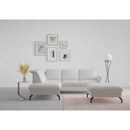 Sit & More sit&more Ecksofa &raquo;Fashion L-Form&laquo; wahlweise mit Kopfteilverstellung und Vorziehsitz, motorisch grau B/H/T: 250cm x 84cm x 207cm, Soft clean, Ottomane 