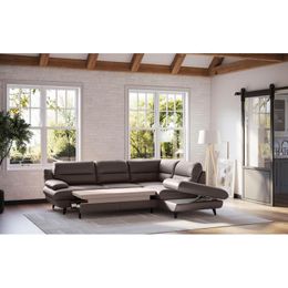 COTTA Ecksofa &raquo;Pike L-Form, B: 266 cm&laquo; optional Schlaffunktion & Bettkasten braun GEDECKTES RINDSLEDER B/H/T: 266cm x 90cm x 217cm, Leder PAMPAS, 