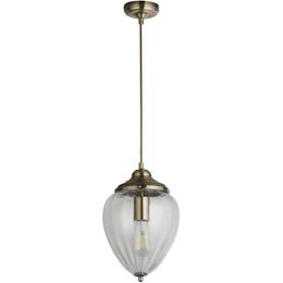 Searchlight Pendelleuchte &raquo;Moscow Pendelleuchte - Antikes Messing und geripptes Glas&laquo; E27 1 Stk. gold H: 33cm, 1 Stk.