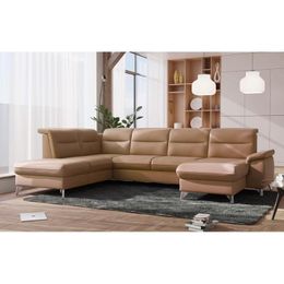 Sit & More sit&more Wohnlandschaft &raquo;Astoria U-Form&laquo; wahlweise mit motorischer Relaxfunktion braun 100% Polyester B/H/T: 327cm x 91cm x 225cm, Luxus-Microfaser 
