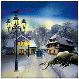 Artland Glasbild &raquo;Winterzeit&laquo; Vier Jahreszeiten 1 Stk. tlg. in verschiedenen Gr&ouml;&szlig;en blau B/H/T: 50cm x 50cm, Glasbild Vier Jahreszeiten quadratisch, 1 Stk.