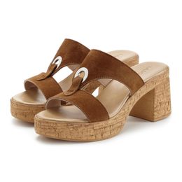 Lascana Damen Pantolette "Sandale, Mule, offener Schuh, Sommerschuh", Gr. 40, braun, Obermaterial: 100% Ziegenleder. Decksohle: 100% Rindsleder.