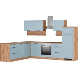 KOCHSTATION Winkelk&uuml;che &raquo;KS-Lana&laquo; Stellbreite 240/300 cm, wahlweise mit oder ohne E-Ger&auml;te blau B/H/T: 240cm x 200cm x 300cm, ohne E-Ger&auml;te