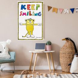 LuckyLinde Leinwandbild &raquo;Der kleine Tiger - Keep Smiling&laquo; Ente Enten Figuren Filmfiguren Motivationsbilder Schriftzug Spr&uuml;che Tiere Tiger little star 