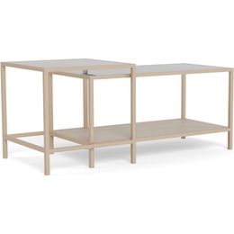 ACTONA GROUP Couchtisch &raquo;Seaford Kaffeetisch, Wohnzimmertisch&laquo; Couchtisch-Set mit Glas & Melamin, 2 Tische, 90x50x50 cm B/H/T: 90cm x 50cm x 50cm