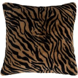 ZOEPPRITZ1828 Dekokissen &raquo;Reborn Tiger&laquo; luxeri&ouml;se Kunstfell Kissenh&uuml;lle braun Polyester B/L: 50cm x 50cm, 1 Stk.