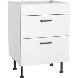 KOCHSTATION Unterschrank &raquo;KS-Paula&laquo; 60 cm breit, 87 cm hoch, 2 Ausz&uuml;ge f&uuml;r autarkes Einbaukochfeld wei&szlig;, B/H/T: 60cm x 87cm x 58,4cm, Schubladen: 2 