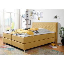 Home Affaire Boxspringbett &raquo;Parla&laquo; incl. Topper, 4 Farben in 4 Breiten, 2 H&auml;rtegraden, 3 Matratzenarten gelb 100% Polyester Struktur fein, Liegefl&auml;che
