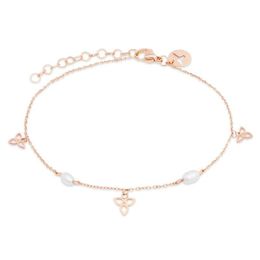 Tamaris Damen Armband &raquo;Schmuck Geschenk Edelstahl Armkette&laquo; mit Zirkonia (synth.) - mit Kunststoffperle rosa 21cm, Edelstahl