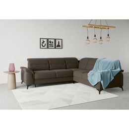 Sit & More sit&more Ecksofa &raquo;Sinatra L-Form&laquo; optinal mit Kopfteilverstellung und Armteilfunktion, Metallf&uuml;&szlig;e braun 90% Polyester, 10% Polyamid B/H/T: 251cm x 
