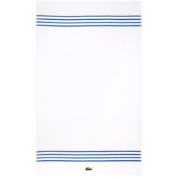 Lacoste Badetuch &raquo;LCOURTLI&laquo; mit Label-Applikationen und gestreifter Bord&uuml;re wei&szlig; Frottier, Obermaterial: 97% Baumwolle, 3% Polyester B/L: 90cmx150cm, 1 Stk., 