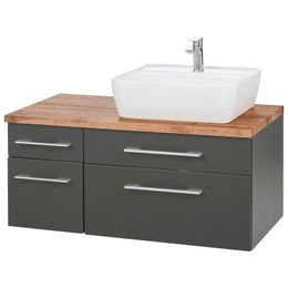 Welltime Waschbeckenunterschrank &raquo;Davos&laquo; Badm&ouml;bel, Waschtisch inkl. Waschbecken, Breite 90 cm grau graphit, B/H/T: 90cm x 55cm x 47cm, Becken rechts