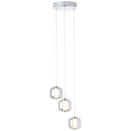 Brilliant Pendelleuchte &raquo;Rafa&laquo; LED-Modul 1 Stk. Warmwei&szlig; LED H&auml;ngelampe 3flg Rondell chrom/rauchglas grau 3, &Oslash; 22cm H: 125cm, 1 Stk.