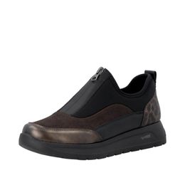 Remonte Damen Slip-On Sneaker, Gr. 42, braun, Lederimitat, Textil, Schuhe, Casual-Schlupfschuh, Slipper mit Rei&szlig;verschluss vorne