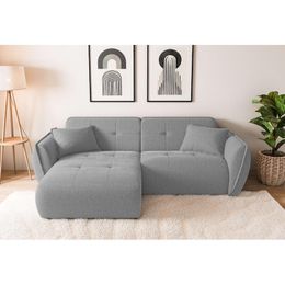 Home Affaire Ecksofa &raquo;MIRELDA L-Form mit Steppungen, Recamiere rechts/links, Breite 253 cm&laquo; Sitztiefe 62 cm, elegant und bequem, 2 Zierkissen, 