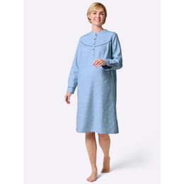 w&auml;schepur W&Auml;SCHEPUR Damen Nachthemd "Nachthemd", Gr. 40, blau, 100% Baumwolle, bedruckt, gebl&uuml;mt, gemustert, mehrfarbig, Kleider
