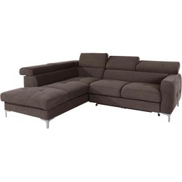 COTTA Ecksofa &raquo;Sammy L-Form&laquo; mit Kopfteilverstellung, wahlweise mit Schlaffunktion & Bettkasten braun Struktur (100% Polyester );Chenille (90% 