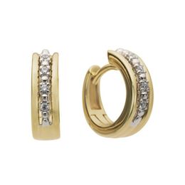 Firetti Damen Paar Creolen &raquo;Schmuck Geschenk Gold 333 Gerade&laquo; mit Brillant - Krappenfassung gold 0,06, 0,06 P2 = erkennbare Einschl&uuml;sse, Diamanten 