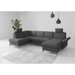OTTO home Wohnlandschaft &raquo;Rochelle&laquo; wahlweise mit Schlaffunktion, Bettkasten und Armteilverstellung grau 95% Polyester 5% Polyamid B/H/T: 314cm x 93cm