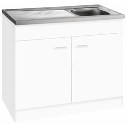 KOCHSTATION Sp&uuml;lenschrank &raquo;KS-Elster&laquo; Breite 100 cm wei&szlig; Holzwerkstoff wei&szlig;, B/H/T: 100cm x 85cm x 60cm, T&uuml;ren: 2 Stk.