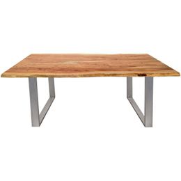 Sit Esstisch &raquo;Sydney Wildeiche mit Baumkante & stylischem Kufengestell&laquo; ge&ouml;lte Wildeiche mit Baumkante wie gewachsen & durchgehenden Lamellen beige B/